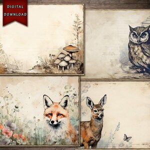 Woodland Animals Printable Junk Journal Kit, Nature Lover Journal ...