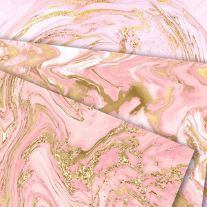 Melted Colors Pink and Gold Scrapbook Paper Pack, Printable Paper ...