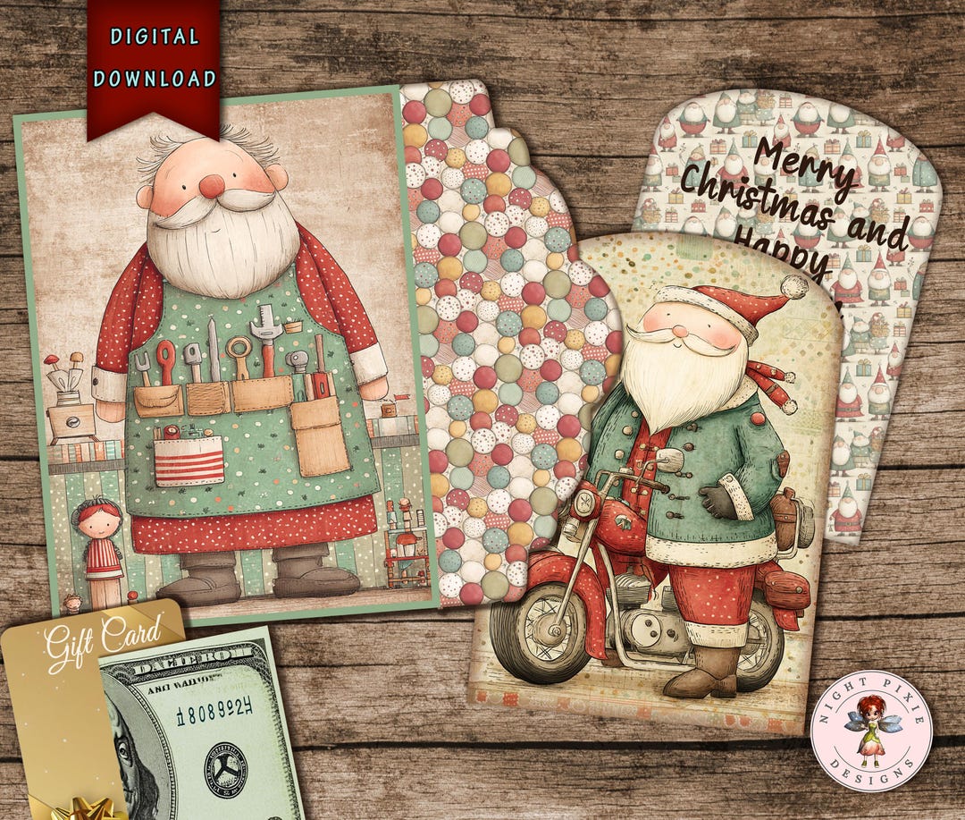 Cute Santa Gift Card Holder: Printable Holiday Gift Card, Teacher Gift ...