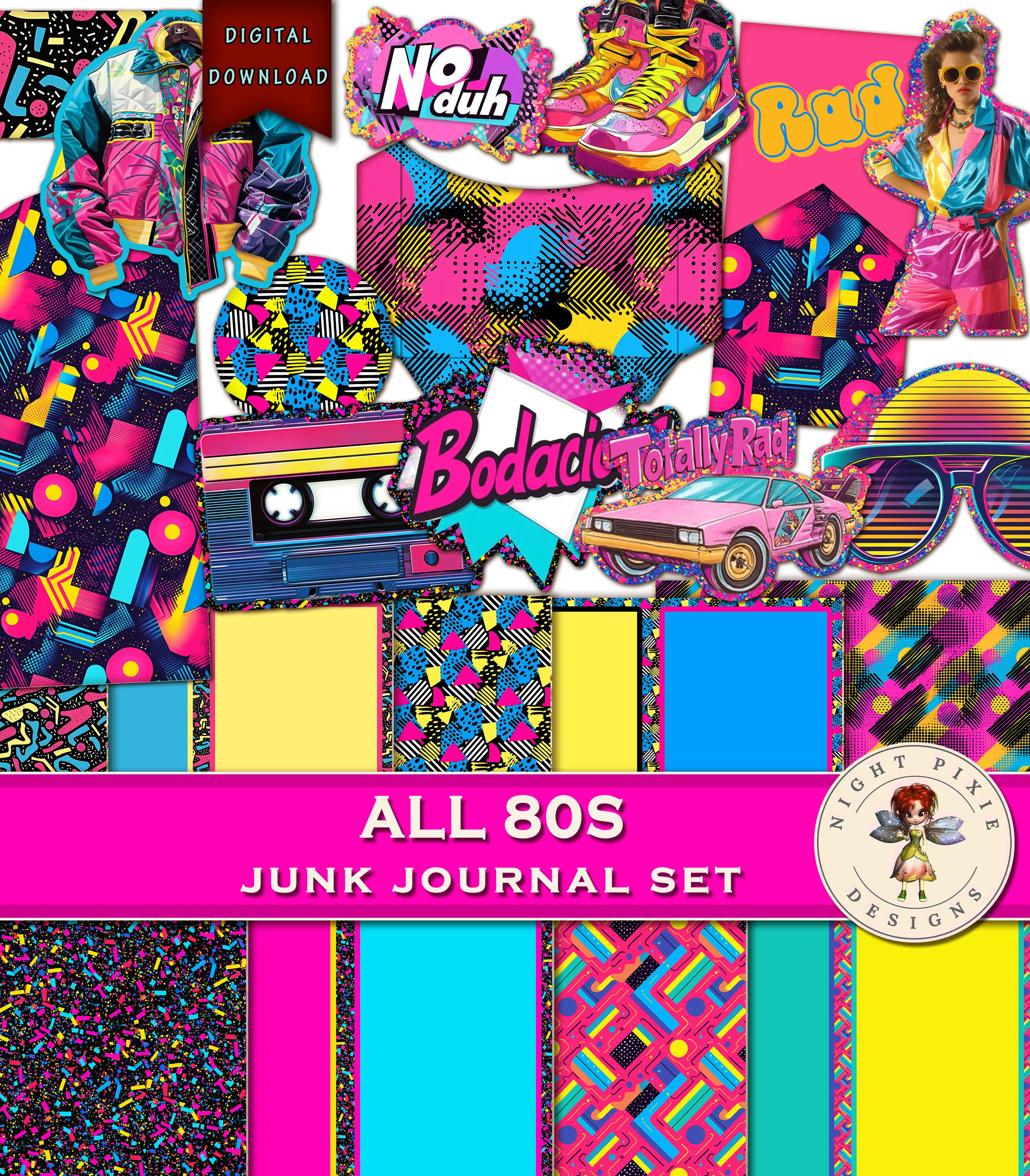 Journal Supplies, 80s Junk Journal Kit, Retro Paper Pack, Printable DIY ...