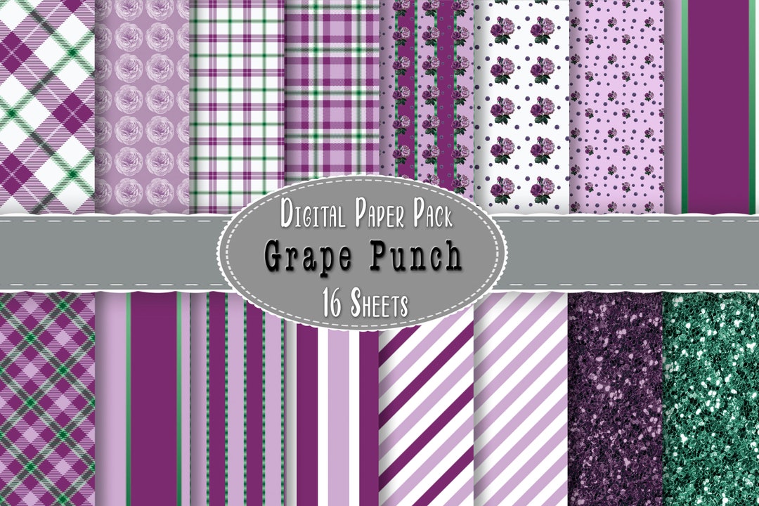 Purple Punch Digital Paper Pack, Scrapbook Paper, Printable Paper ...