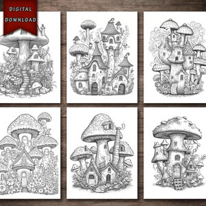 Mushroom Mansions Coloring Pages, Mushroom Coloring Book, Garden ...