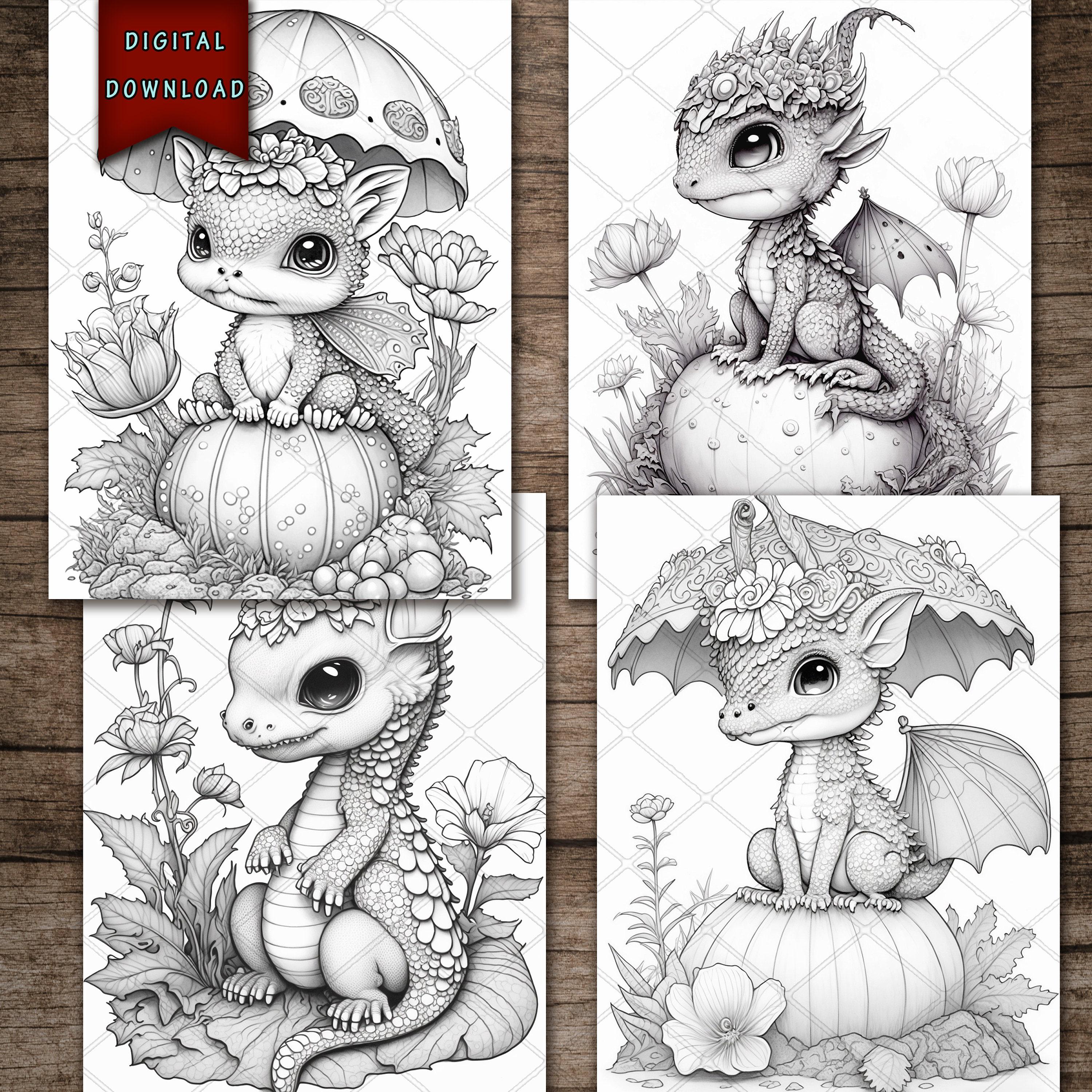 Journal Supplies, Cute Baby Dragons Coloring Pages, Fantasy Art (PDF ...