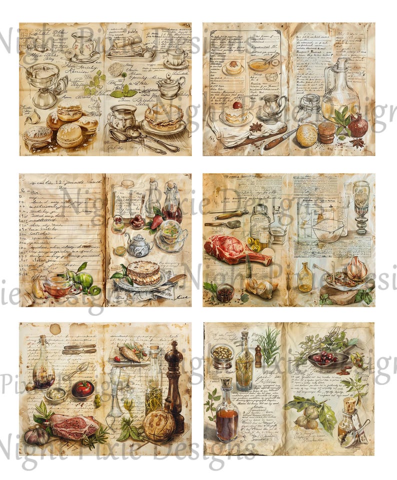 Journal Supplies, Culinary Junk Journal Kit, Printable Foodie Ephemera ...