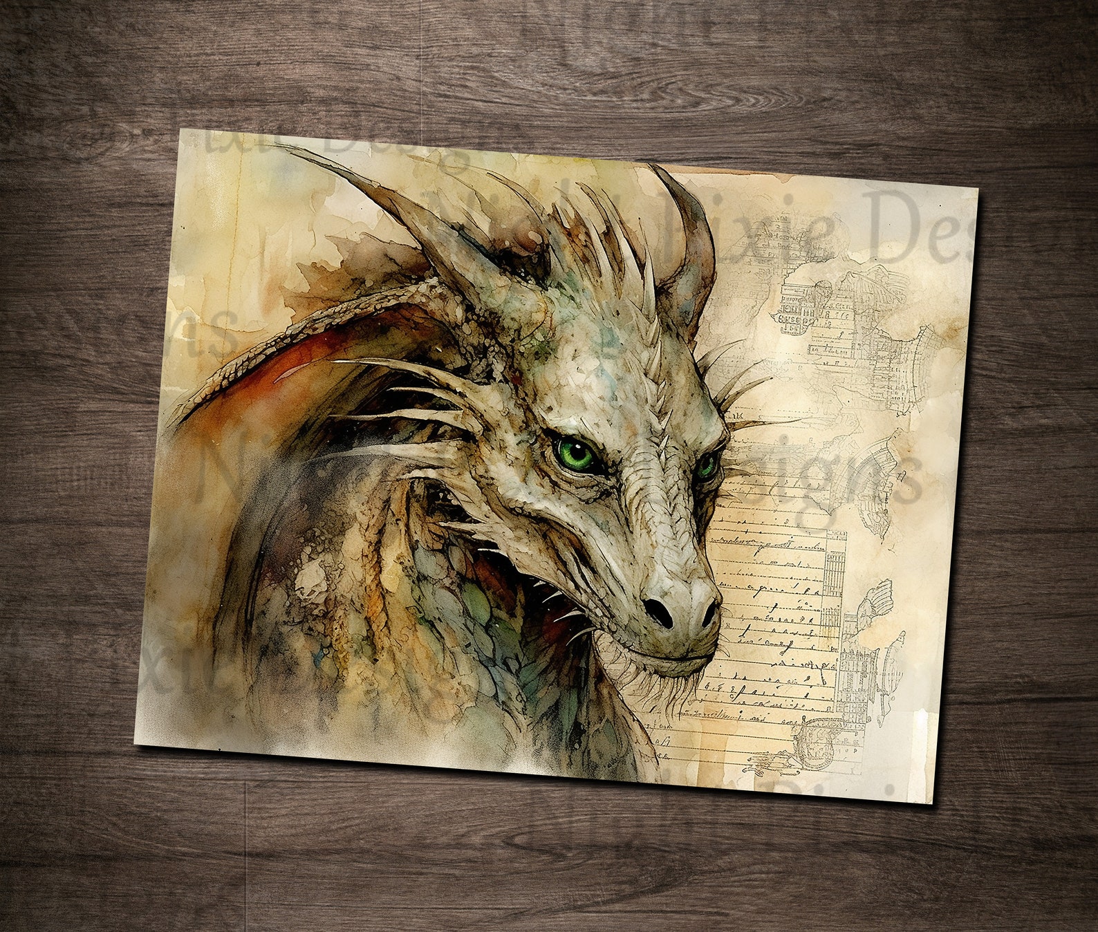5 Printable Art Images, Vintage Dragons, Printable Junk Journal, Dragon ...