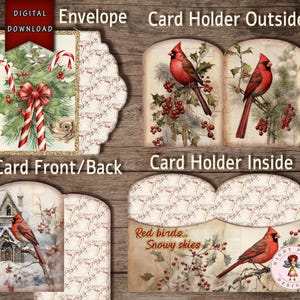 Journal Supplies, Winter Birds Gift Card Holder, Printable Holiday ...