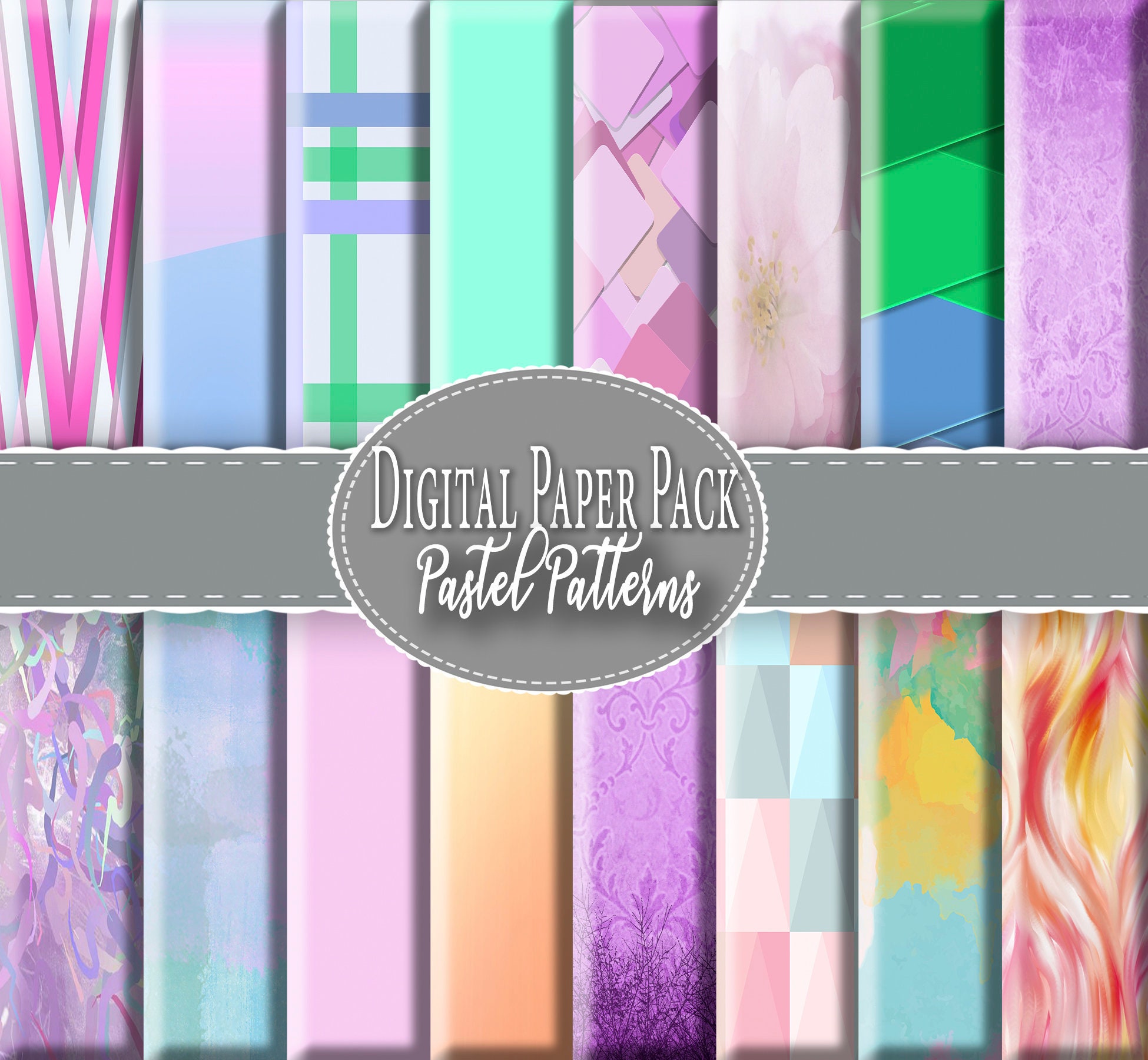 Pastel Patterns Paper Pack Scrapbook Paper Printable Paper - Etsy