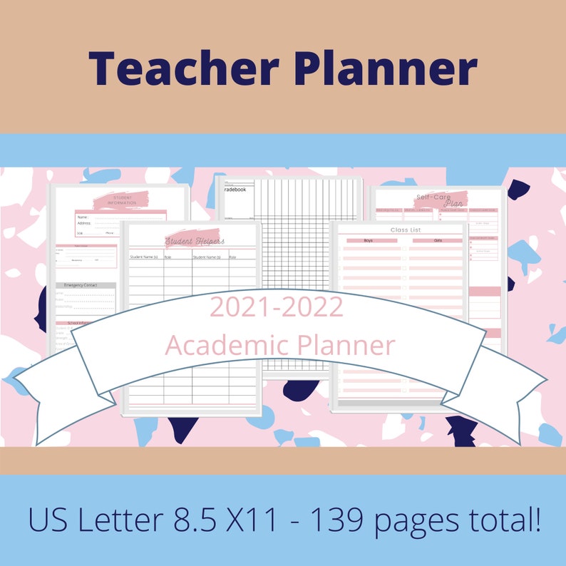 Teacher Planner Printable 2021 2022 Lesson Planner, Academic Planner ...