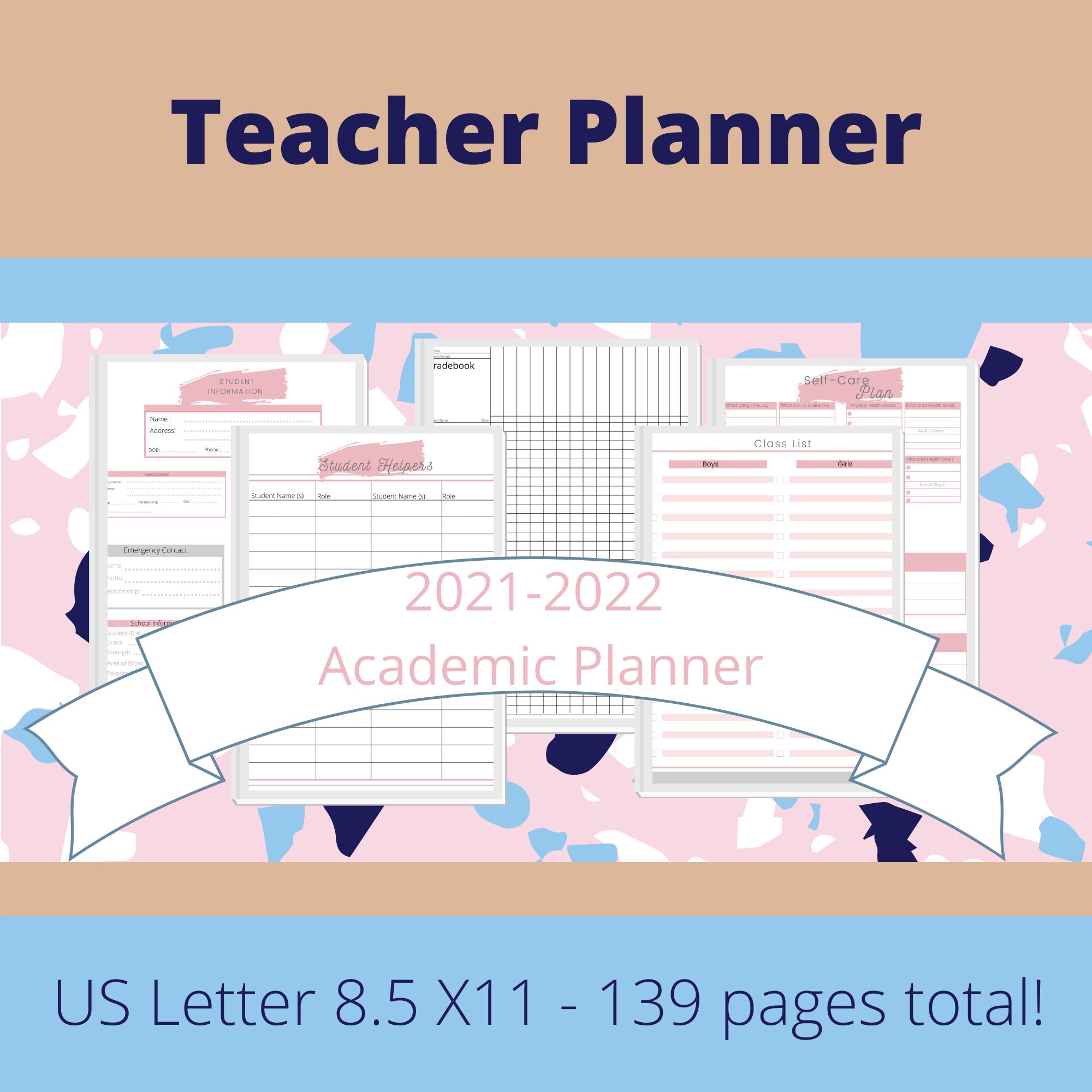 2021-2022 Printable Teacher Planner, Academic Planner, Printable ...