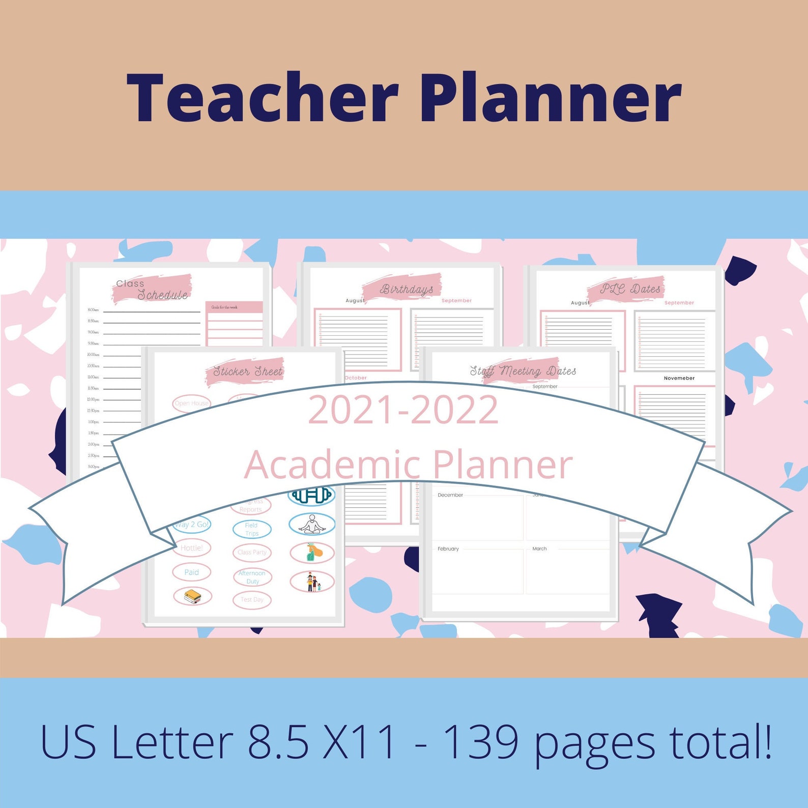 2021-2022 Printable Teacher Planner Academic Planner - Etsy