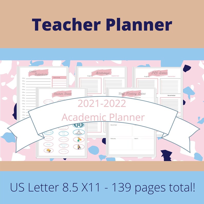 Teacher Planner Printable 2021 2022 Lesson Planner, Academic Planner ...