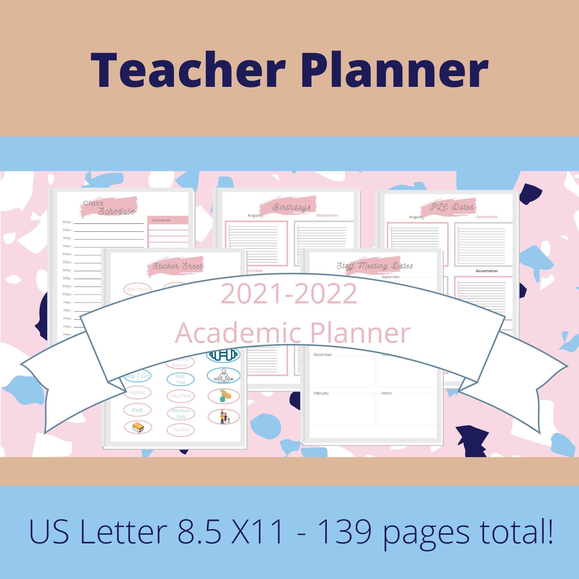 2021-2022 Printable Teacher Planner, Academic Planner, Printable ...