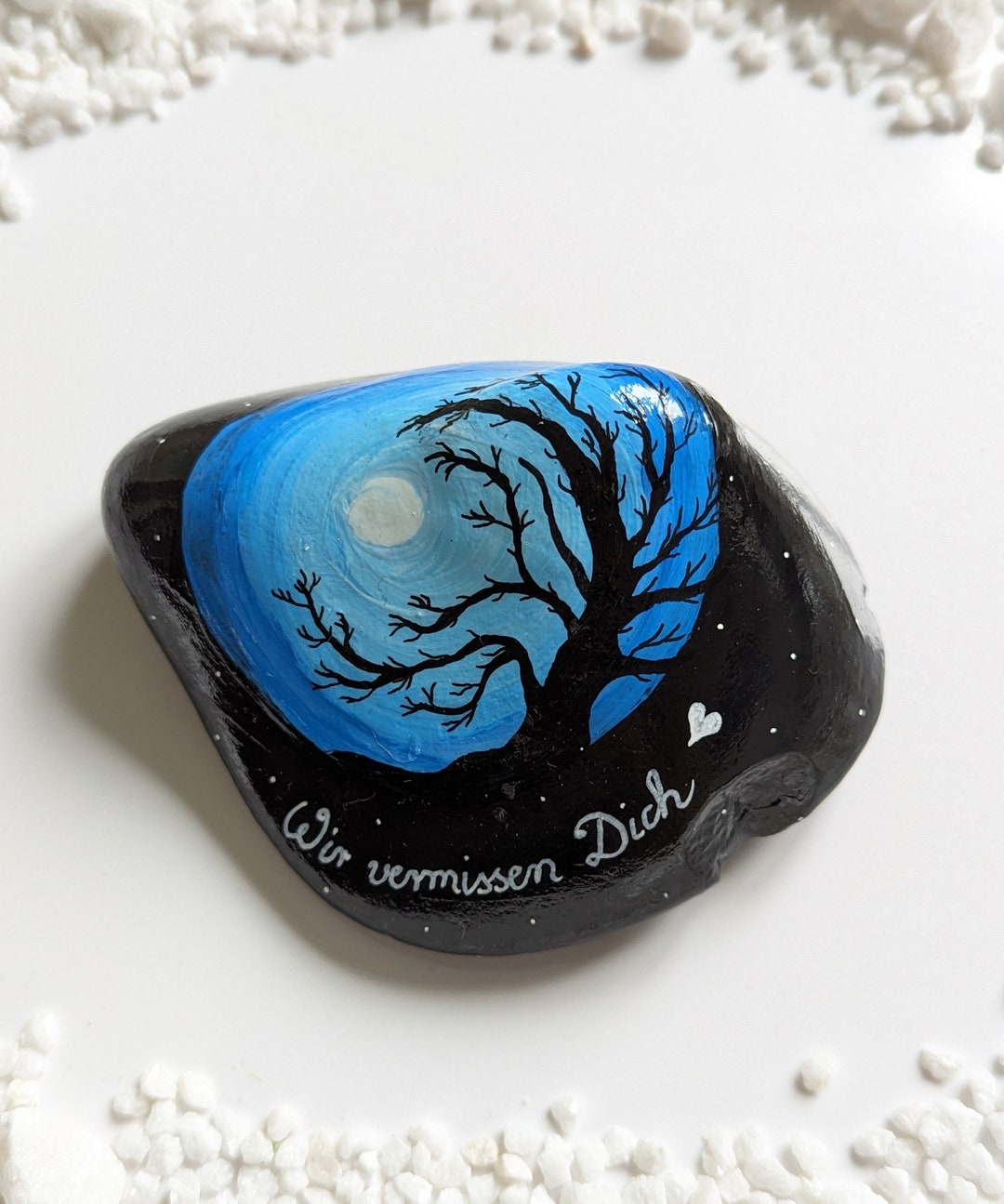 Mourning Stone Memorial Stone Tombstone Tree Stone Painted Blue - Etsy
