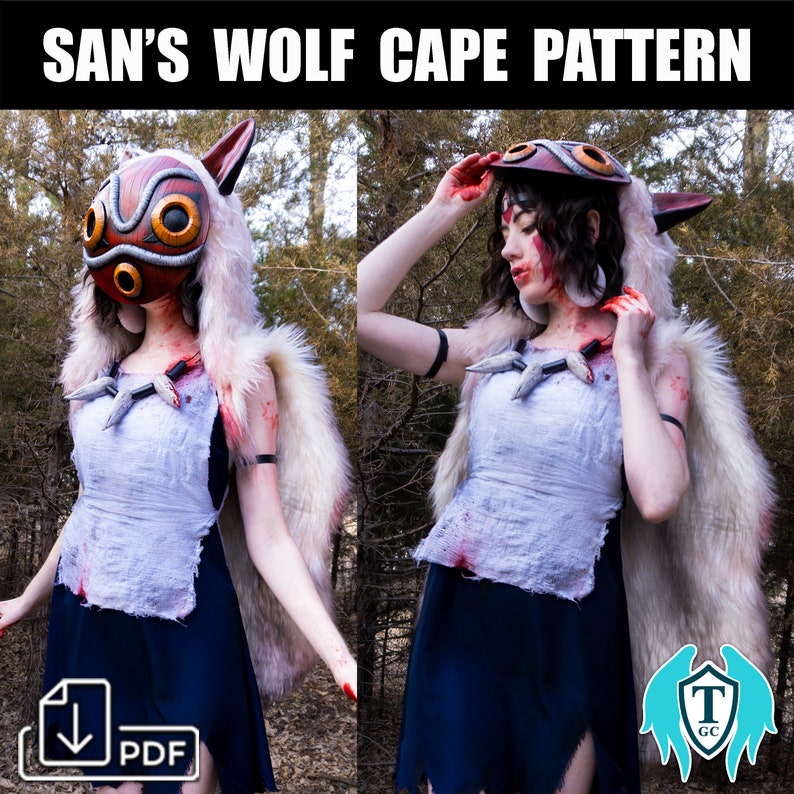 San's Wolf Cape size S From Princess Mononoke Pattern Download - Etsy