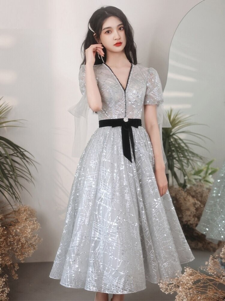 Tea Length Evening Dresses With Sleeves