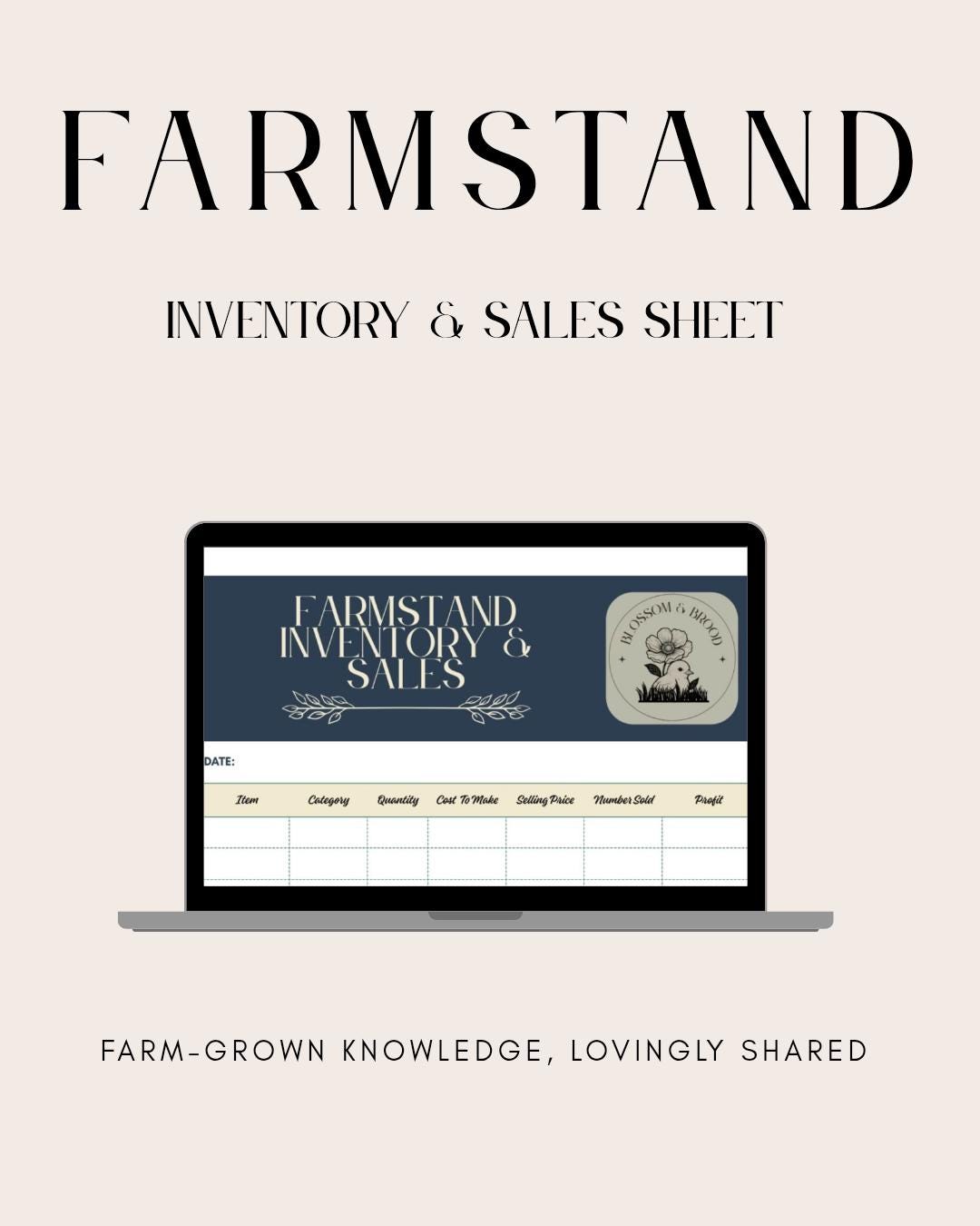 Farmstand Inventory & Sales Sheet | Printable Farm Stand Tracker ...