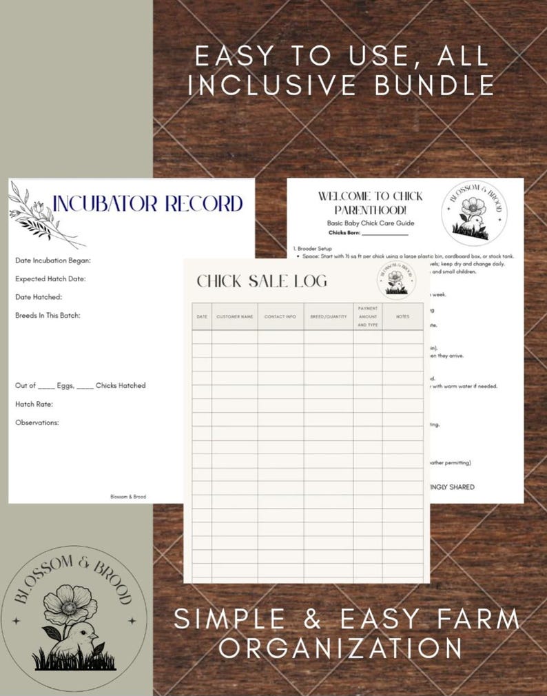 Poultry Hatch & Chick Care Bundle | Incubator Record, Sale Record ...
