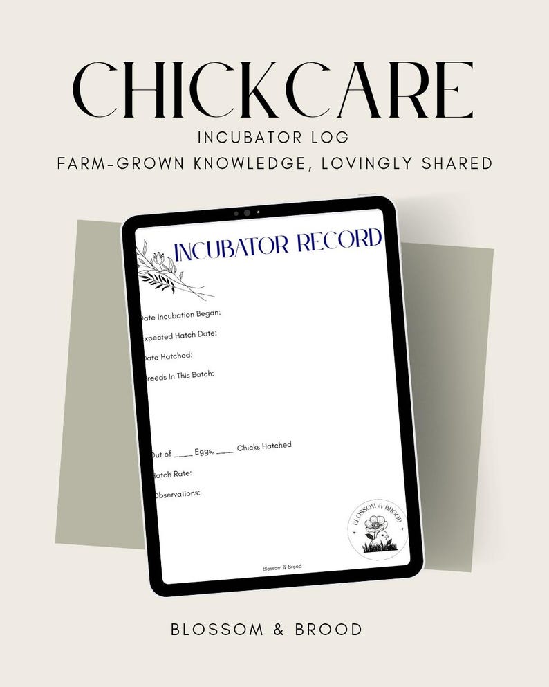 Printable Incubator Record Sheet – Egg Hatching Log – Chicken ...