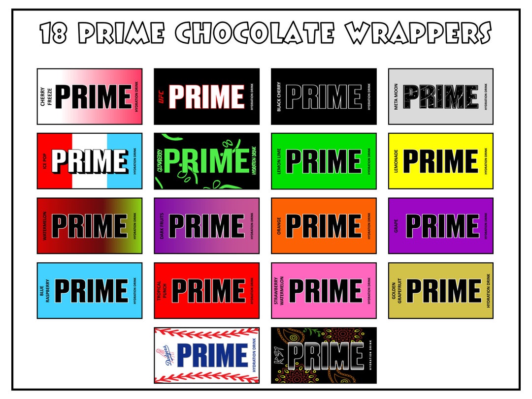 18 Prime Inspired Chocolate Bar Wrappers Joke Funny Gift Birthday KSI ...