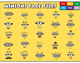 Minions Faces Vector Bundle / Despicable Me Clip Art Svg, Eps ...