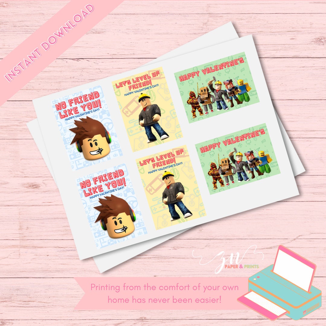 Roblox Valentines Cards for Kids, Roblox Valentines, Printable Kids ...