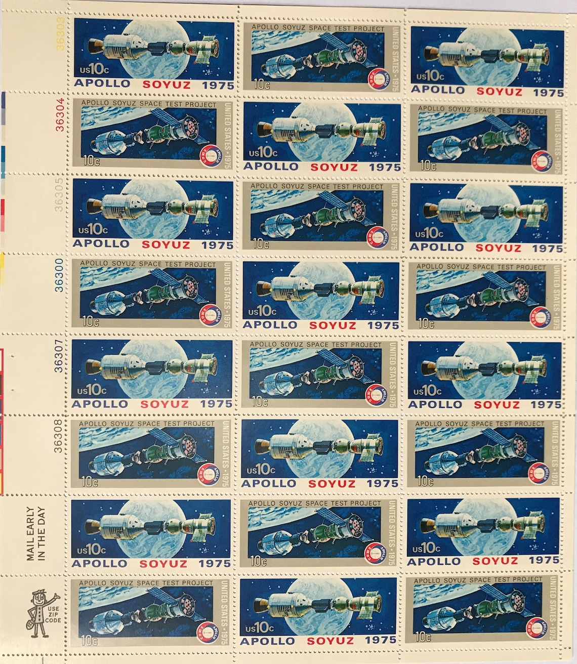 1975 Apollo-soyuz Space Mission US Postage Stamps Full Sheet - Etsy UK