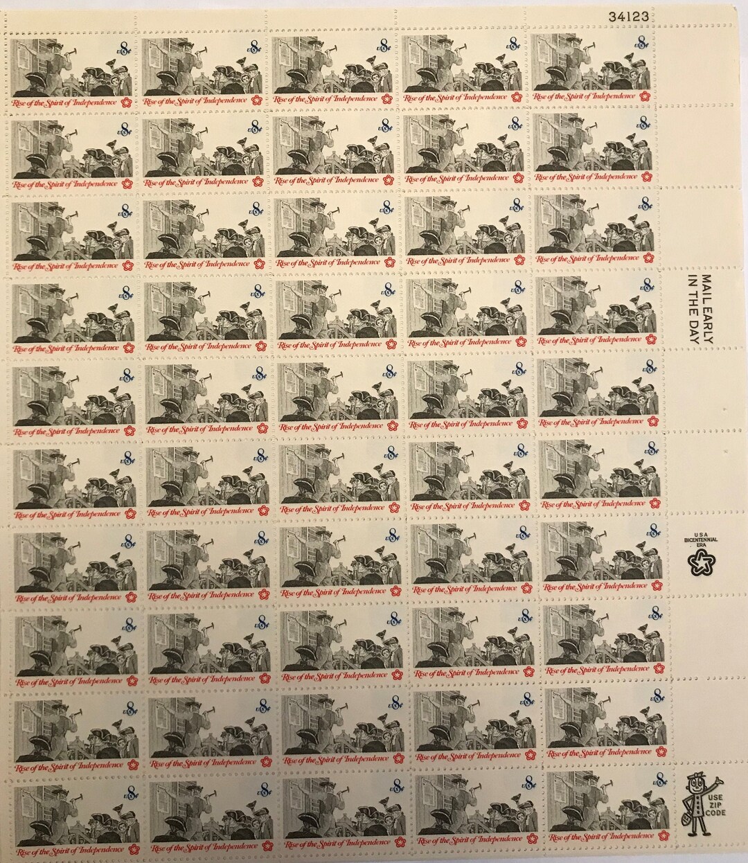 1973 Rise of the Spirit of Independence, US Postage Stamps Full Sheets ...