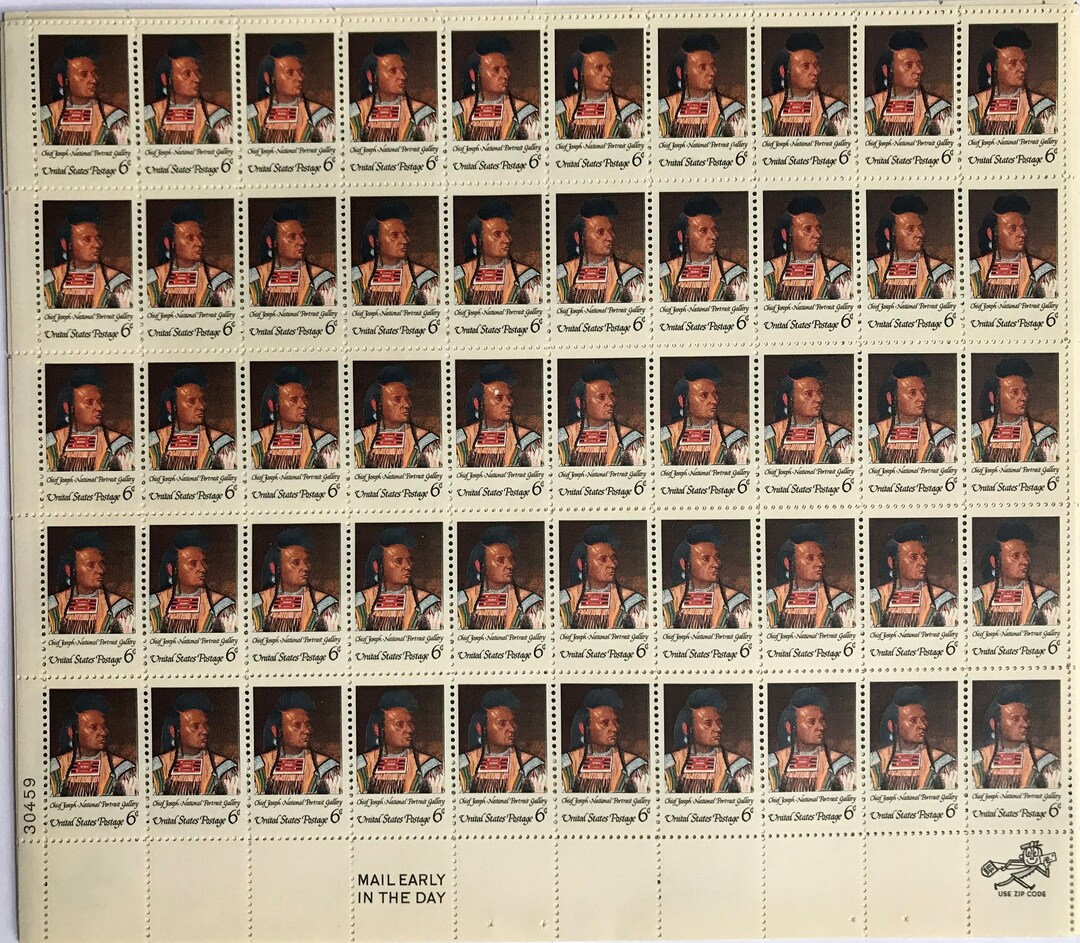 1968 Chief Joseph, US Postage Stamps Full Sheets of 50 MNH, Scott 1364 ...