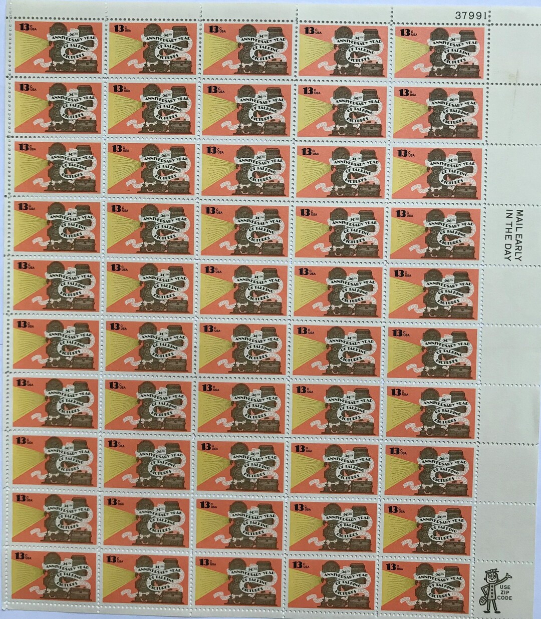 1977 50th Anniversary of Talking Pictures, US Postage Stamps Full Sheet ...