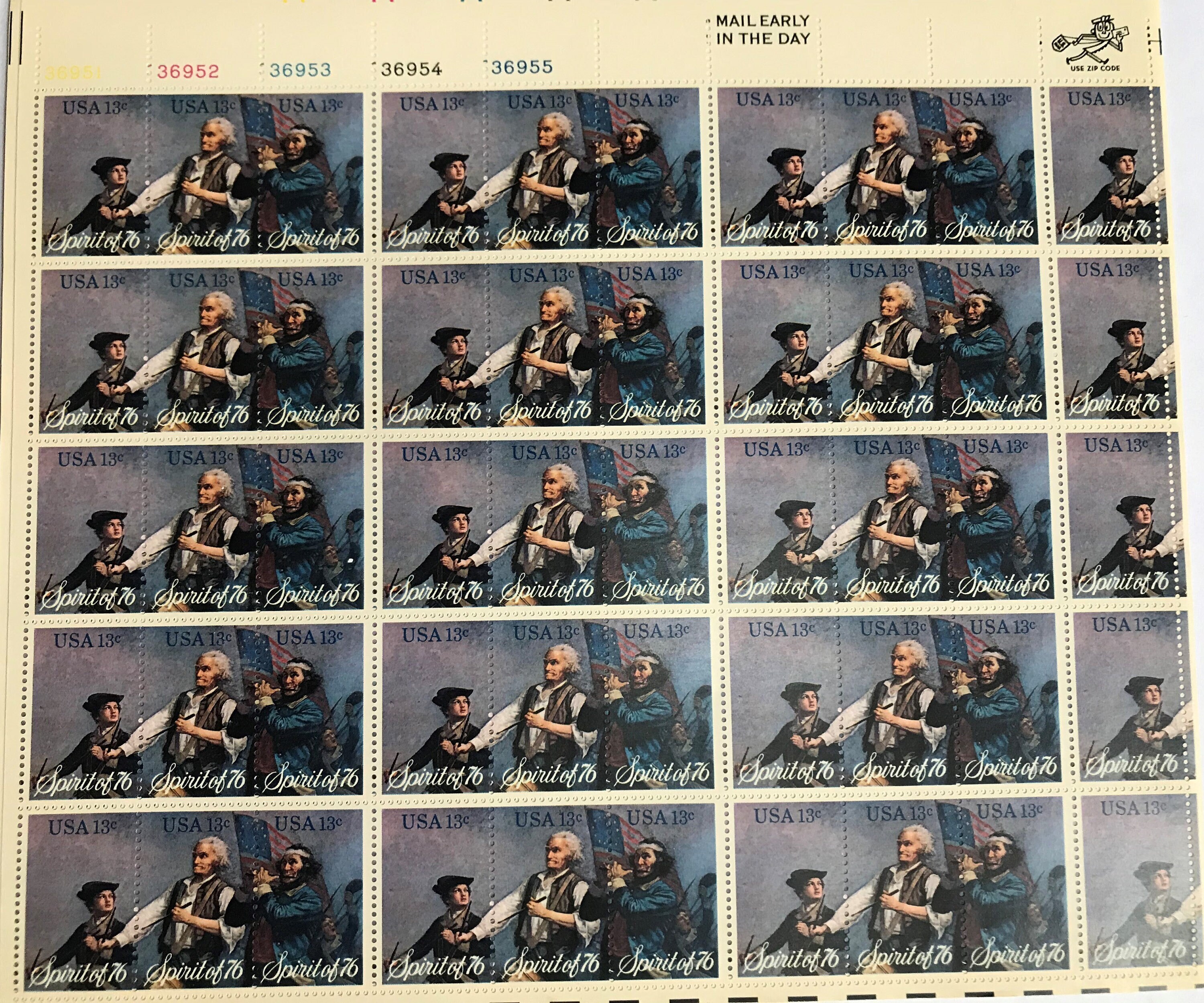 1976 Spirit of 76, US Postage Stamps Full Sheet of 50 MNH, Scott 1629 ...