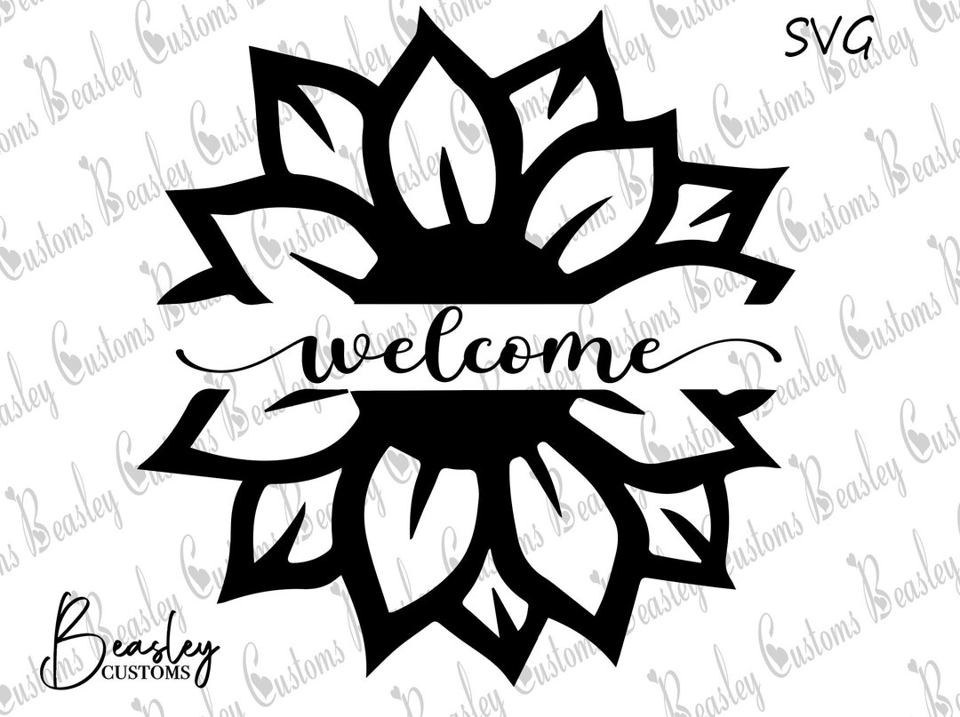 Welcome Sunflower SVG, Sunflower SVG, Welcome SVG, Door Sign Svg, Wood ...