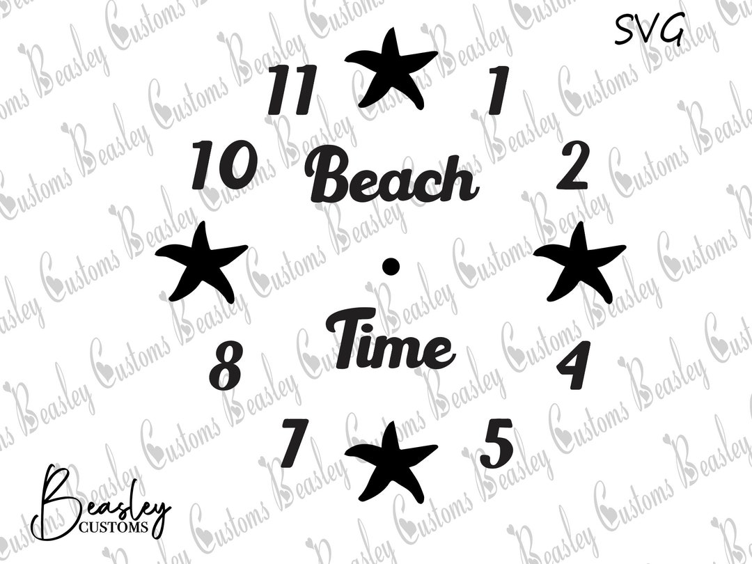 Beach Time Clock-face SVG / Beach Clock-face SVG / Clock-face SVG ...