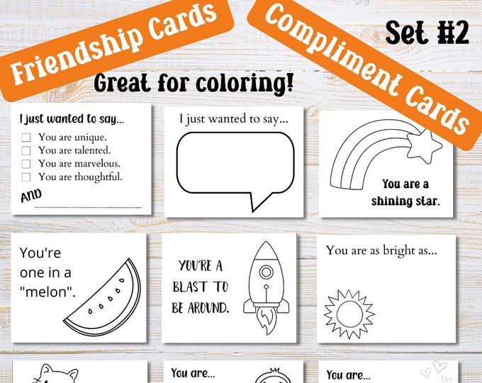 Compliment Cards | Kindness Cards to Color | Printable Positivity Cards ...