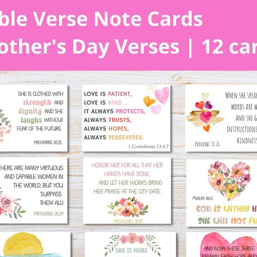 Mothers Day Bible Verse Cards Mothers Day Scripture Cards - Etsy
