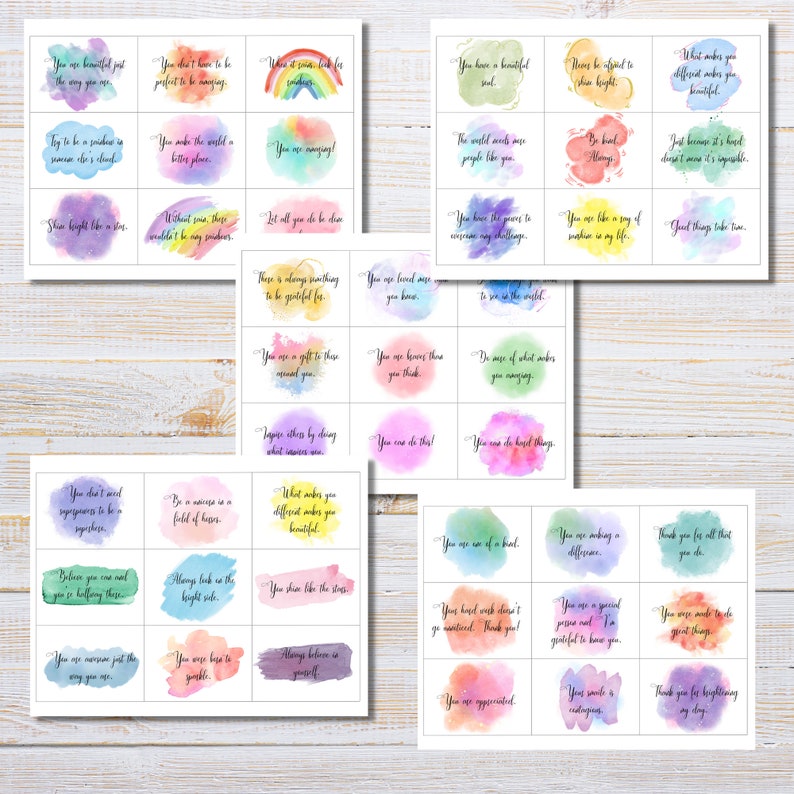 Watercolor Encouragement Cards | Gratitude and Affirmation Cards ...