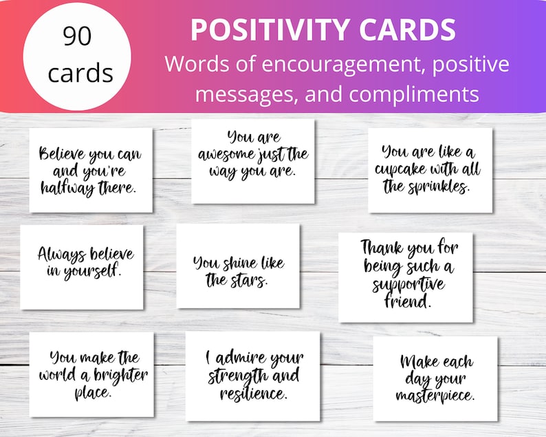 Positivity Cards | Inspirational Quotes Note Cards| Notes of ...