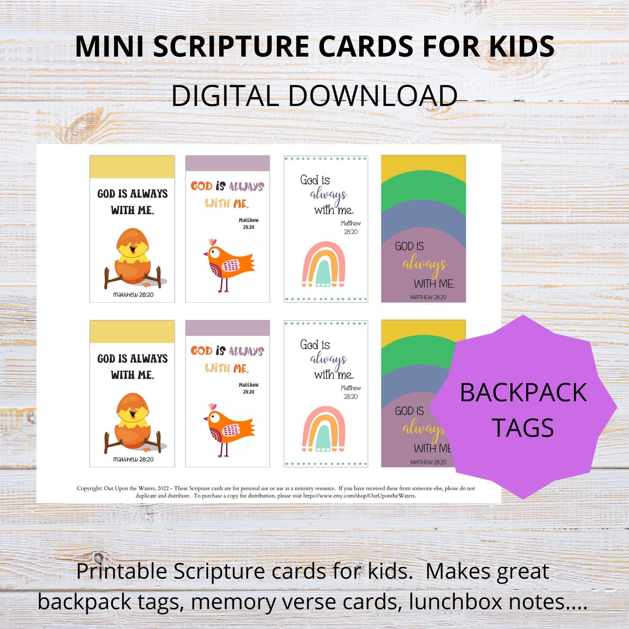 Mini Scripture Cards for Kids | Christian Backpack Tags | Backpack ...
