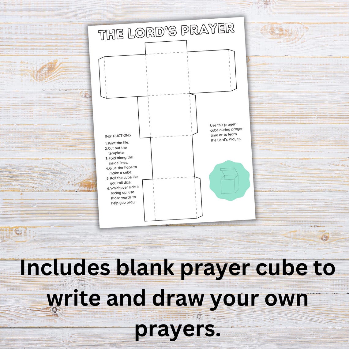 Printable Lords Prayer Cube | Christian Coloring Page | Teach Kids to ...