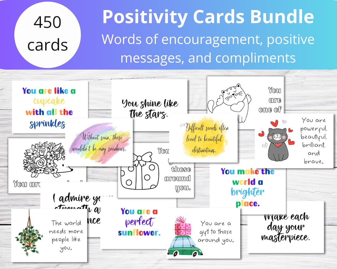 Printable Encouragement Cards BUNDLE | Gratitude & Affirmation Cards ...