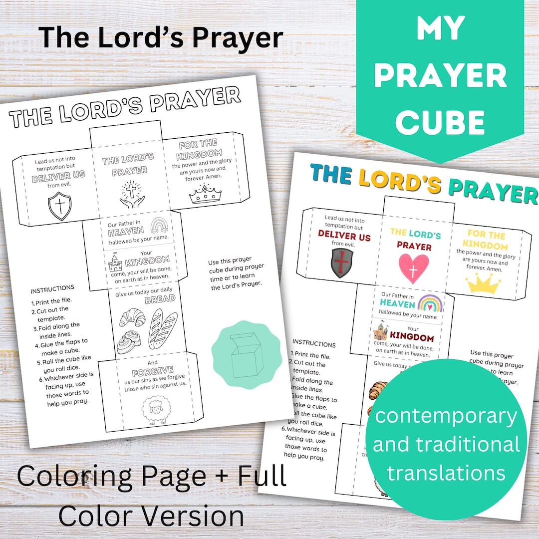 Printable Lords Prayer Cube | Christian Coloring Page | Teach Kids to ...