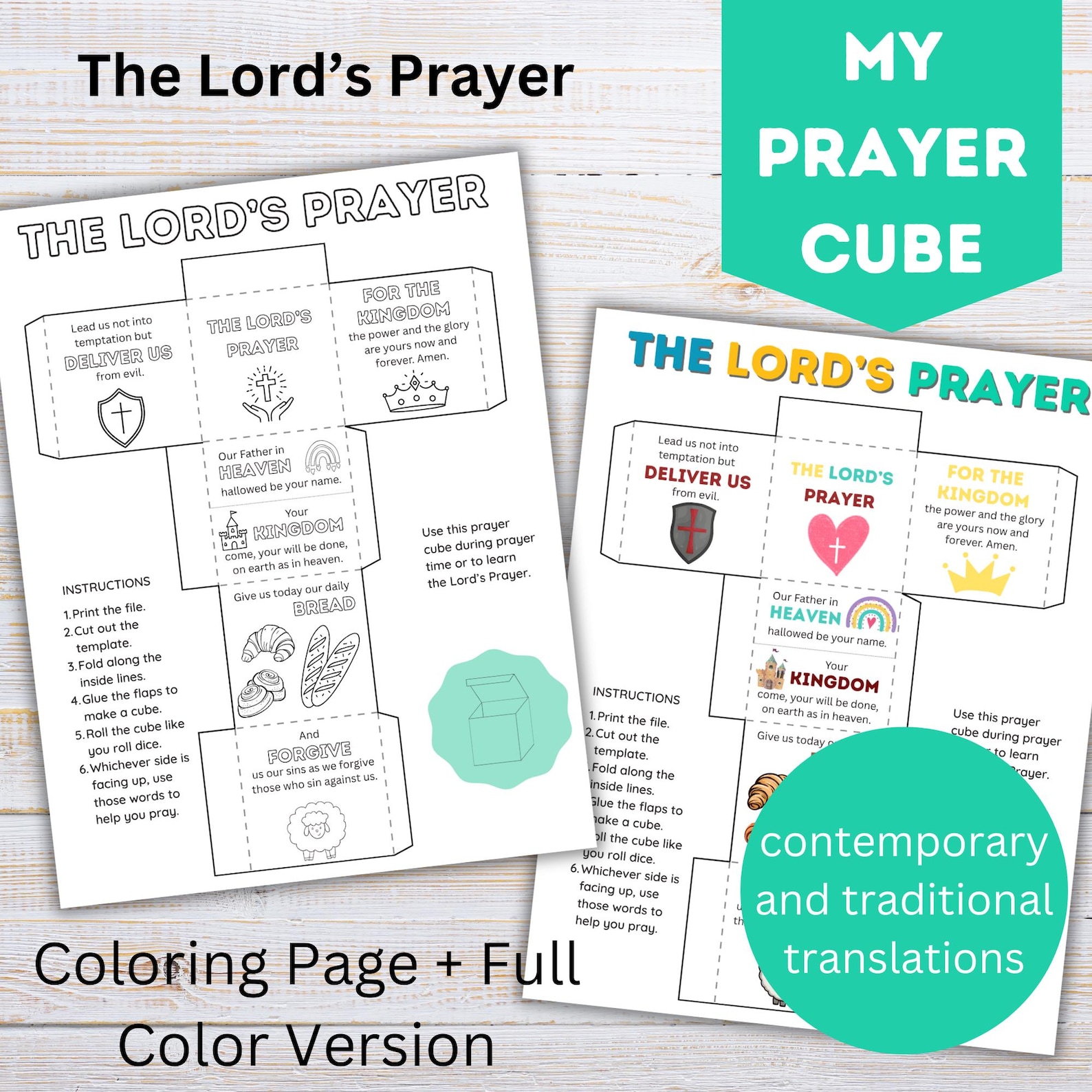 Printable Lords Prayer Cube | Christian Coloring Page | Teach Kids to ...