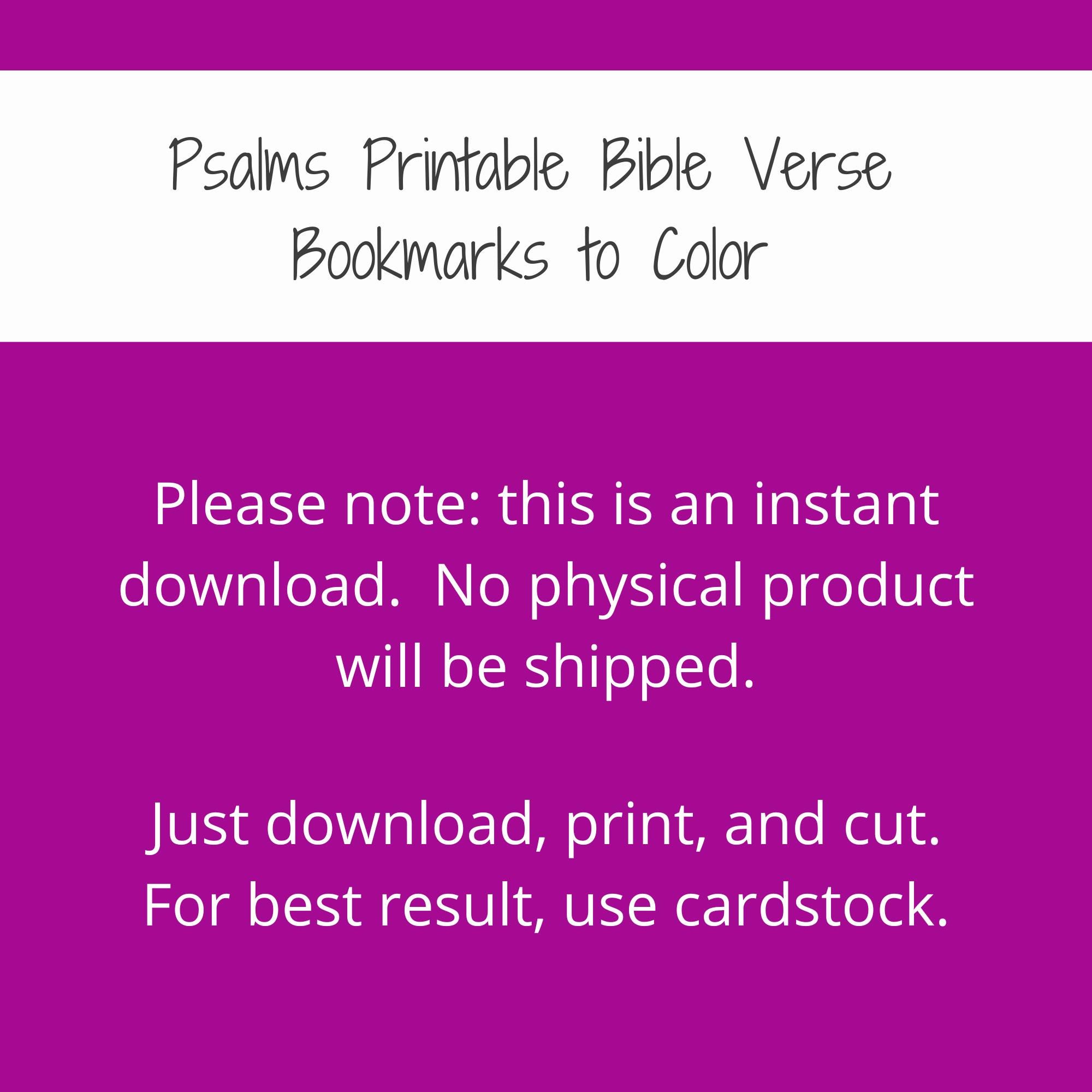 Psalms Bookmarks to Color | Bible Verse Coloring Page | DIY Bookmarks ...
