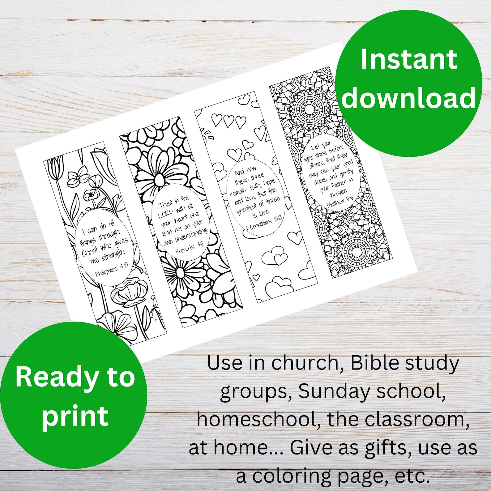 Bible Verse Bookmarks to Color | Bible Coloring Page for Kids and ...
