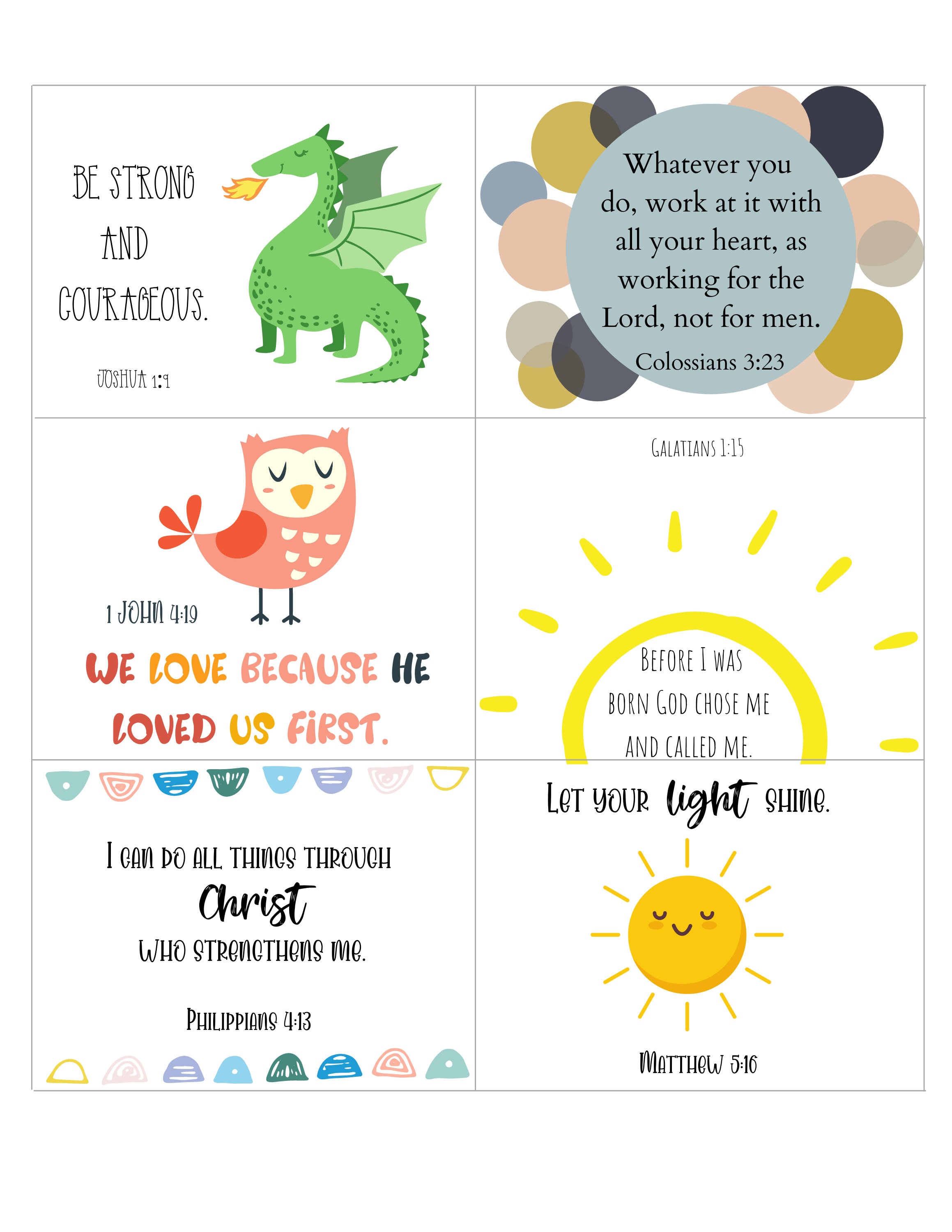 Printable Bible Verse Notes for Kids | Scripture Cards for Kids ...