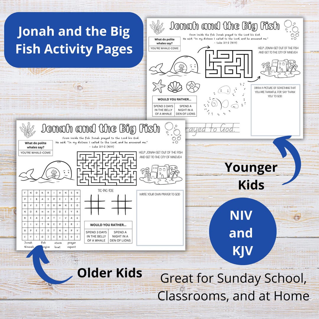 Jonah and the Whale Activity Placemat | Bible Activities and Games ...