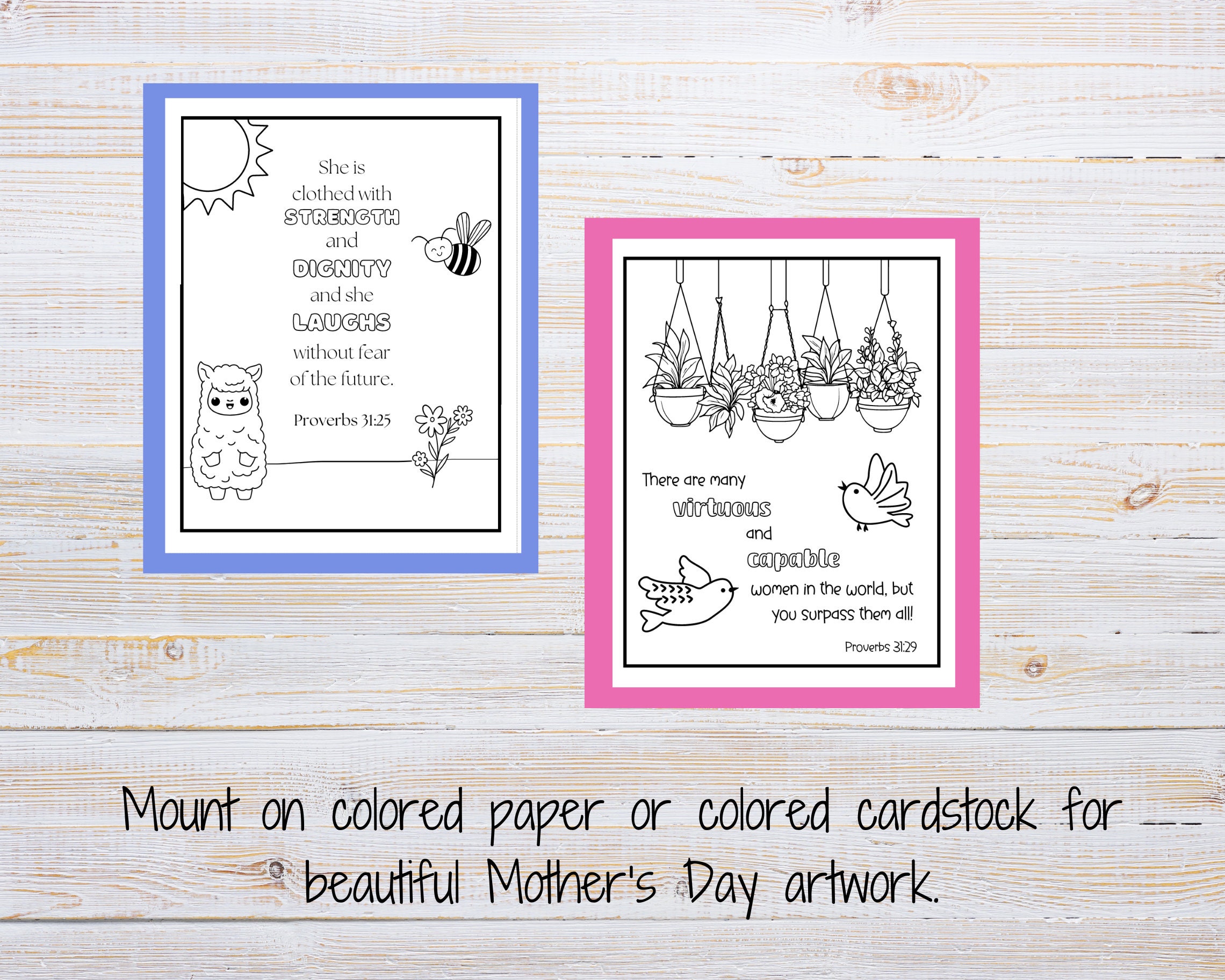 Religious Mothers Day Cards to Color | Sunday School Printable | Bible ...