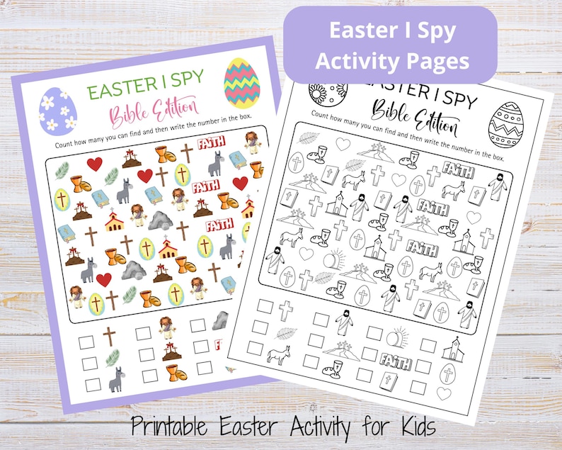 Christian Easter I Spy Activity Pages | Easter Coloring Pages for Kids ...