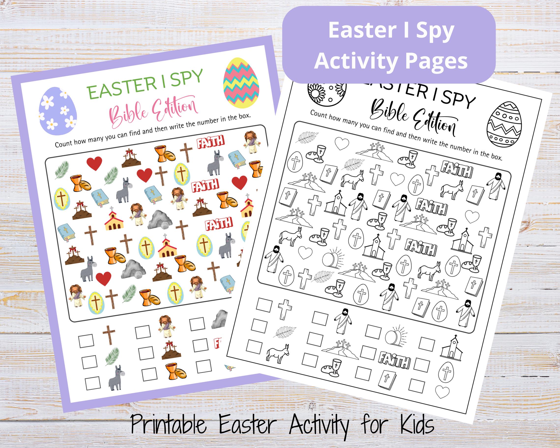 Christian Easter I Spy Activity Pages | Easter Coloring Pages for Kids ...