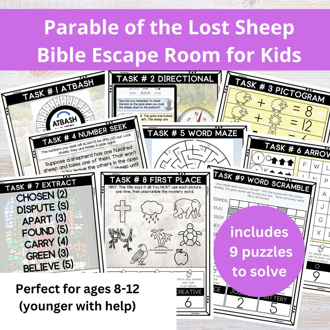 Parable of the Lost Sheep Printable Escape Room for Kids | Bible Escape ...