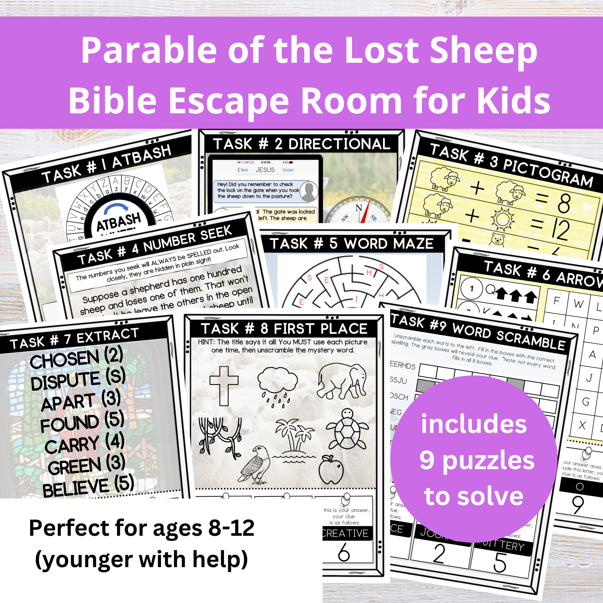 Parable of the Lost Sheep Printable Escape Room for Kids | Bible Escape ...
